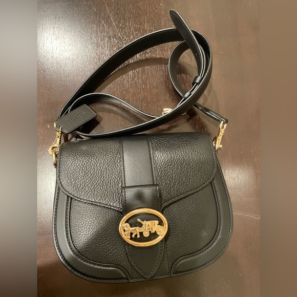 Coach | Bags | Black And Gold Coach Saddle Bag | Poshmark